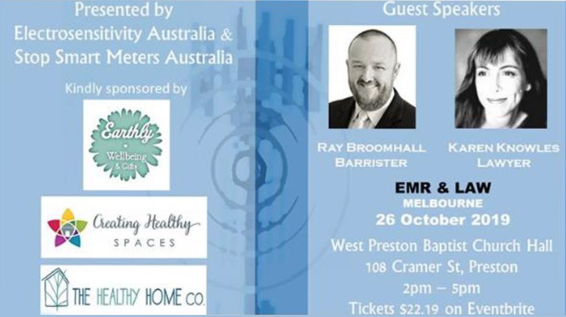 Event | EMR & Law, Melbourne, 26 October 2019 | Stop Smart Meters Australia